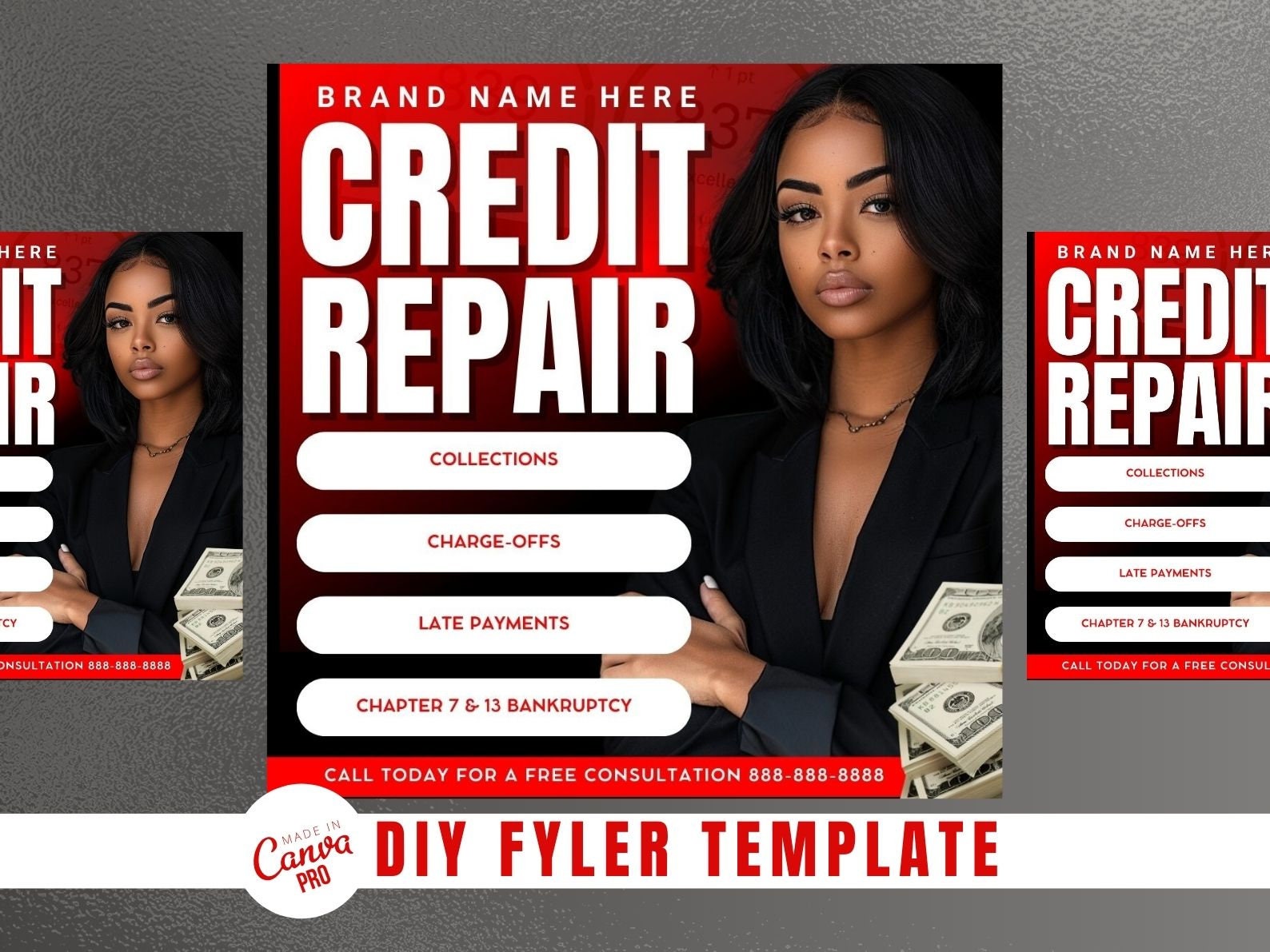 Credit Repair Service Flyer Template Canva, Credit Repair Consultation ...