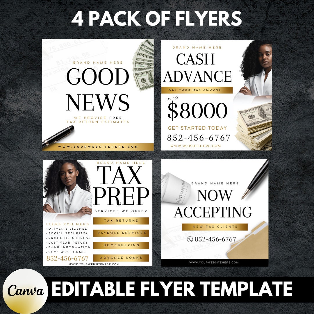 Tax Prep Flyer Bundle Tax Season Flyer DIY Tax Services Flyer Tax Preparation 2024 Tax Flyers - Etsy