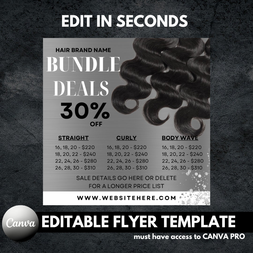 Hair Bundle Price List Hair Sale Flyer Hair Extensions Flyer Wig Flyer ...