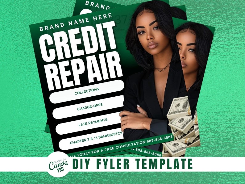 Credit Repair Service Flyer Template Canva, Credit Repair Consultation ...