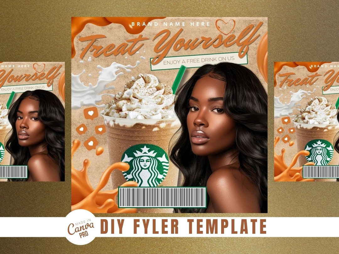 DIY Starbucks Flyer Canva Template Coffee Giveaway Flyer Starbucks on Us Flyer Coffee Canva ...