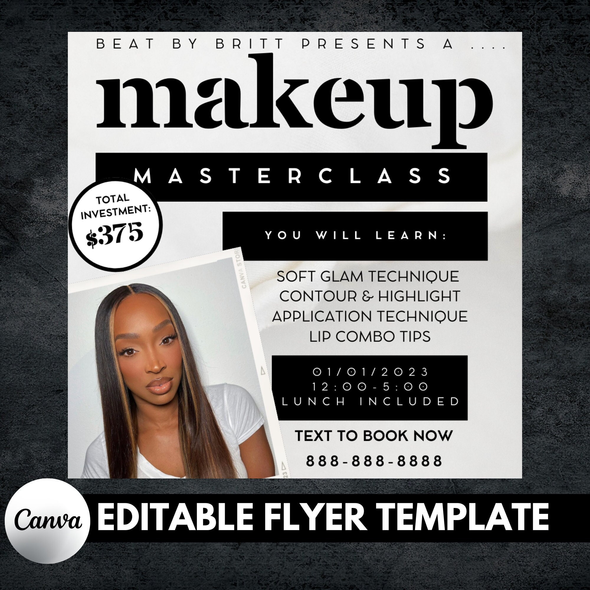 Makeup Class Flyer Makeup Course Flyer DIY Flyer Template Makeup ...