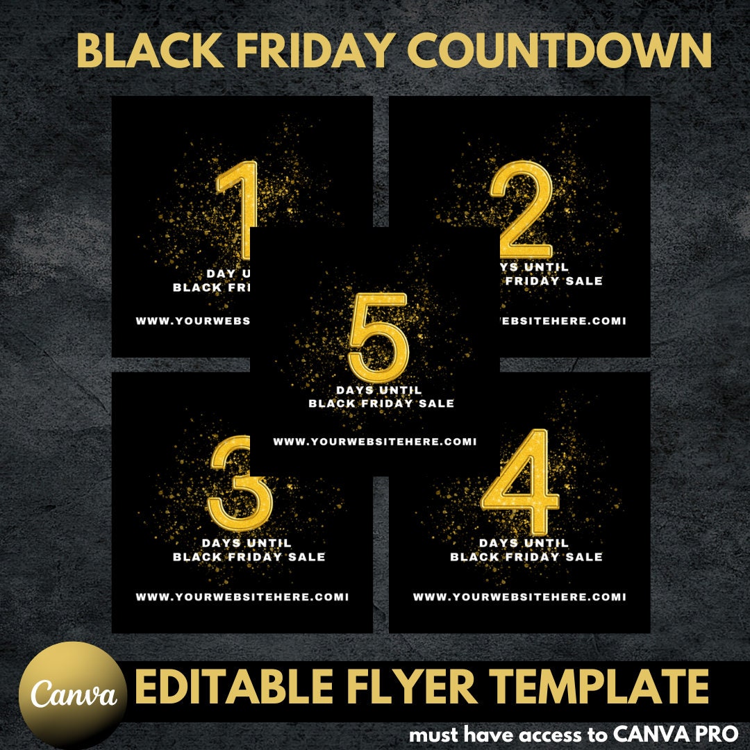 5 Day Countdown Flyer Black and Gold Instagram Flyer Editable Canva ...