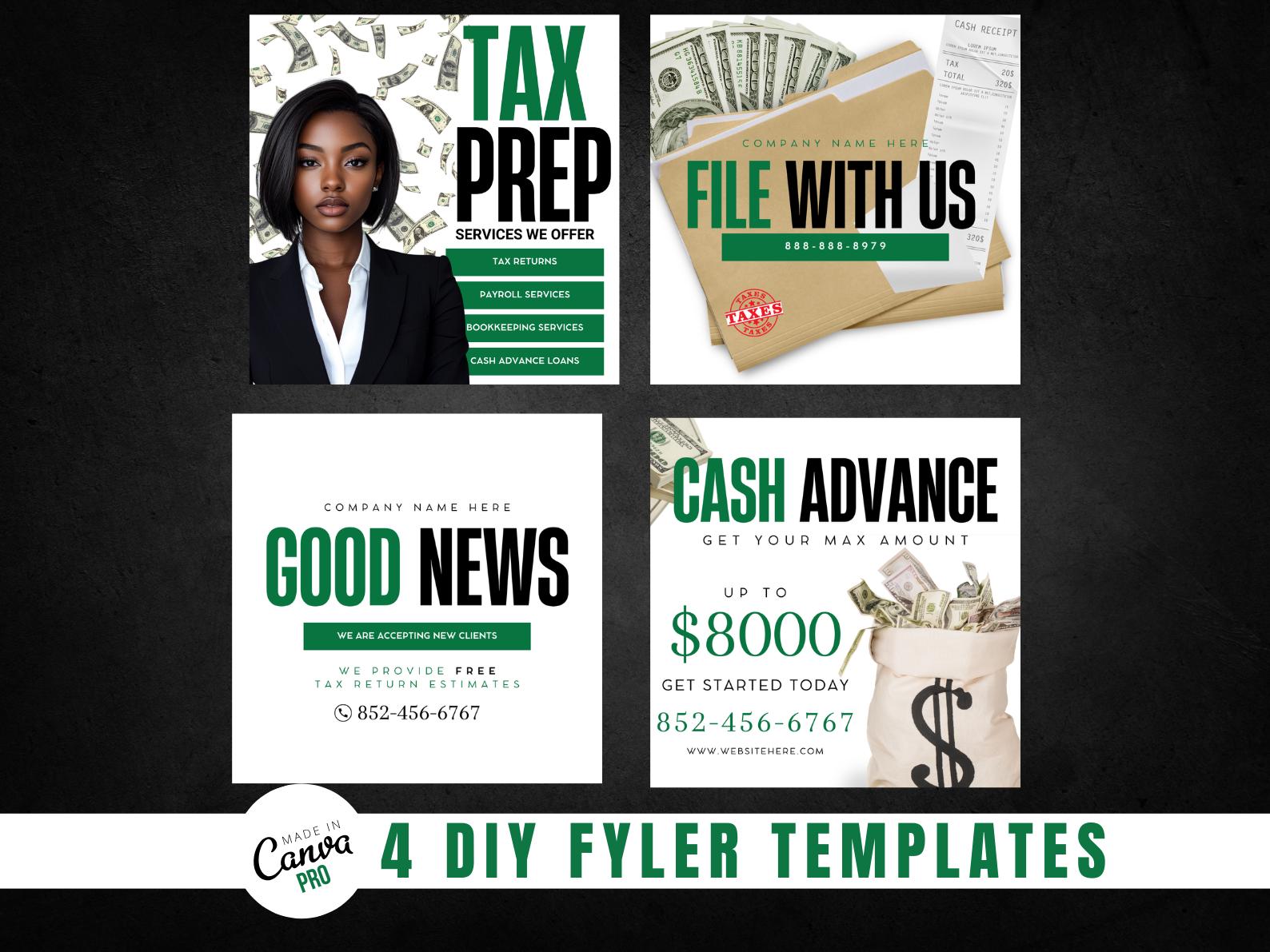 Tax Prep Flyer Bundle | Tax Season Flyer | DIY Tax Services Flyer | Tax ...