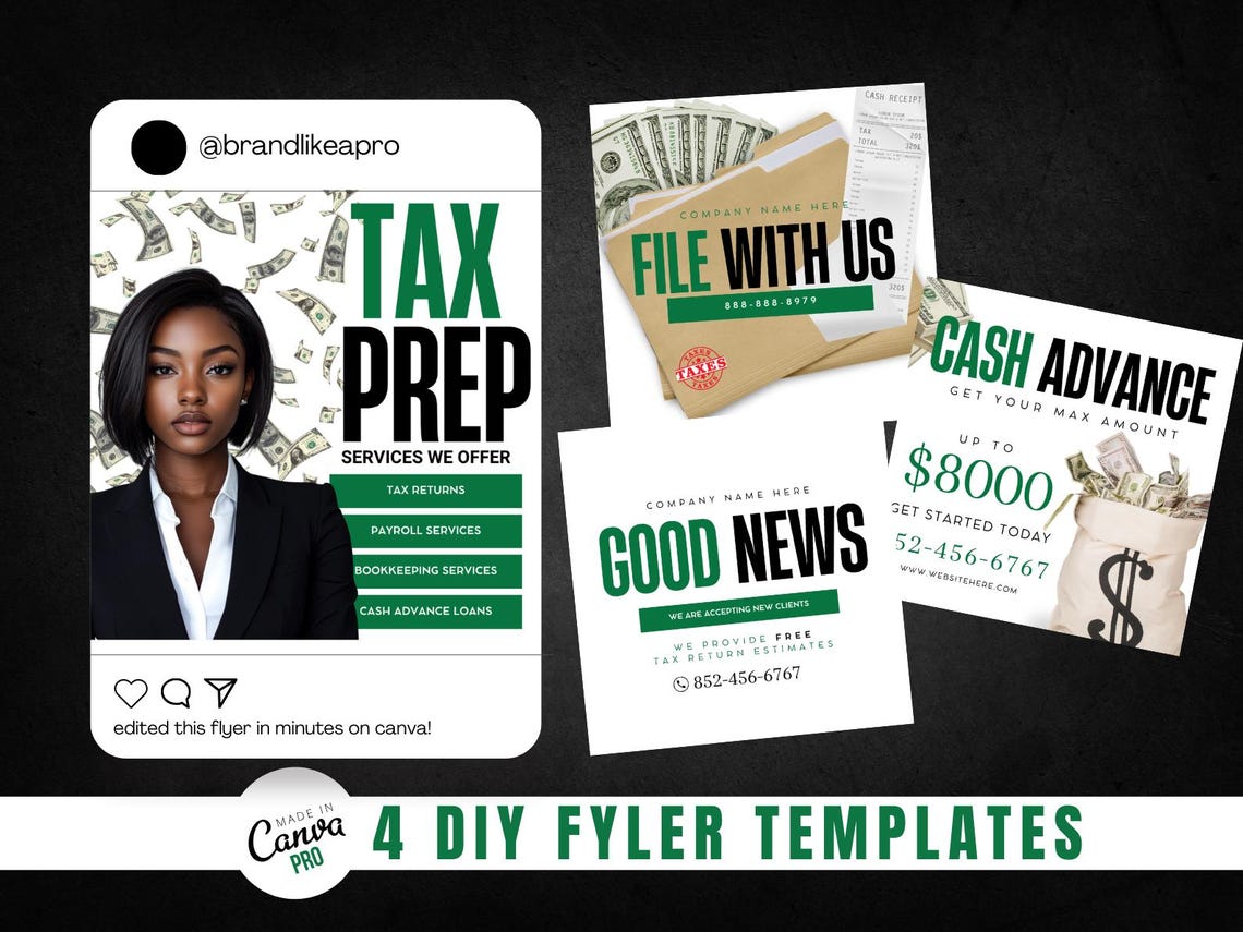 Tax Prep Flyer Bundle | Tax Season Flyer | DIY Tax Services Flyer | Tax ...