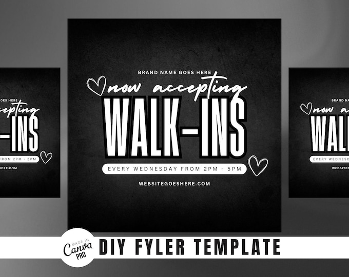 Walk-ins Flyer Editable Canva Template - Etsy