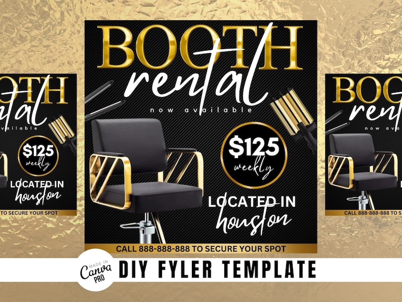 DIY Booth Rental Flyer | Canva Hair Salon Booth for Rent Template ...