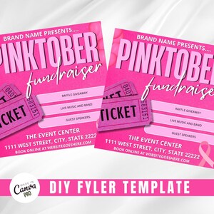 DIY Pinktober Fundraiser Raffle Canva Flyer, Breast Cancer Awareness ...