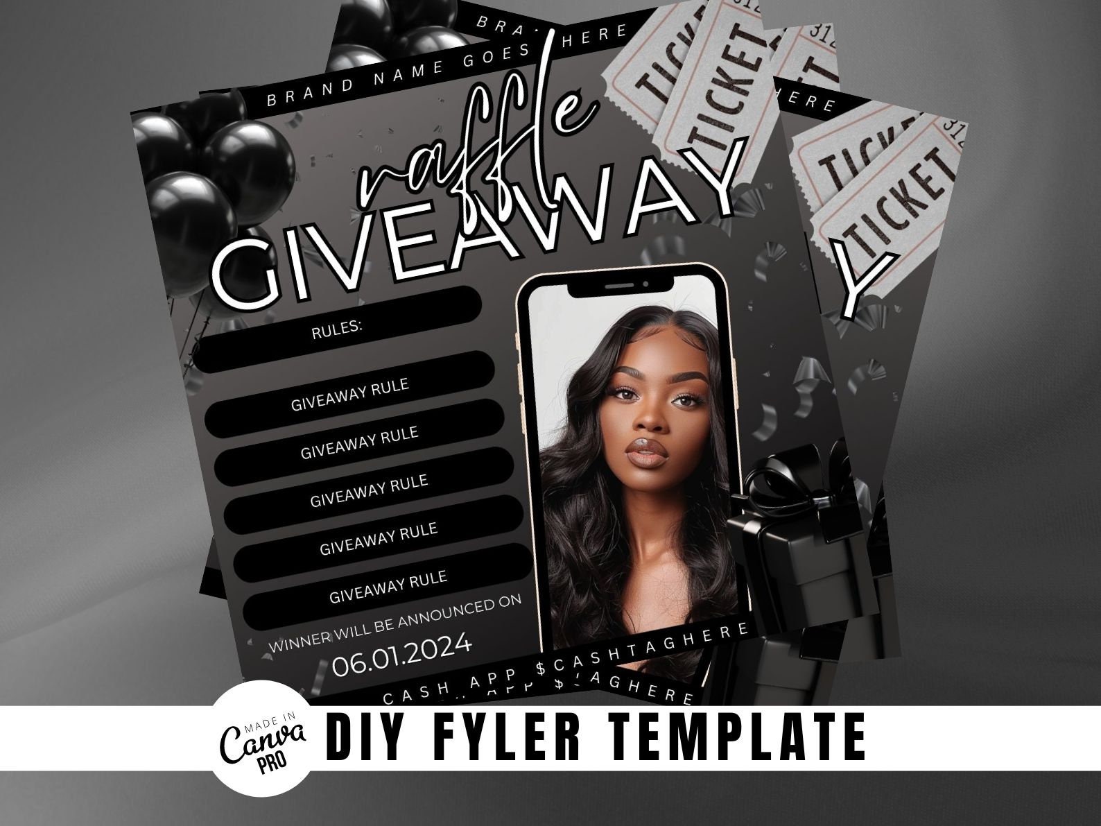 DIY Raffle Giveaway Canva Flyer Editable Giveaway Announcement Flyer - Etsy