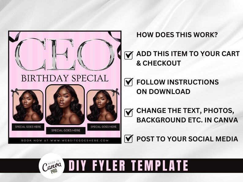 CEO Birthday Flyer Special DIY Canva | Birthday Booking Flyer ...