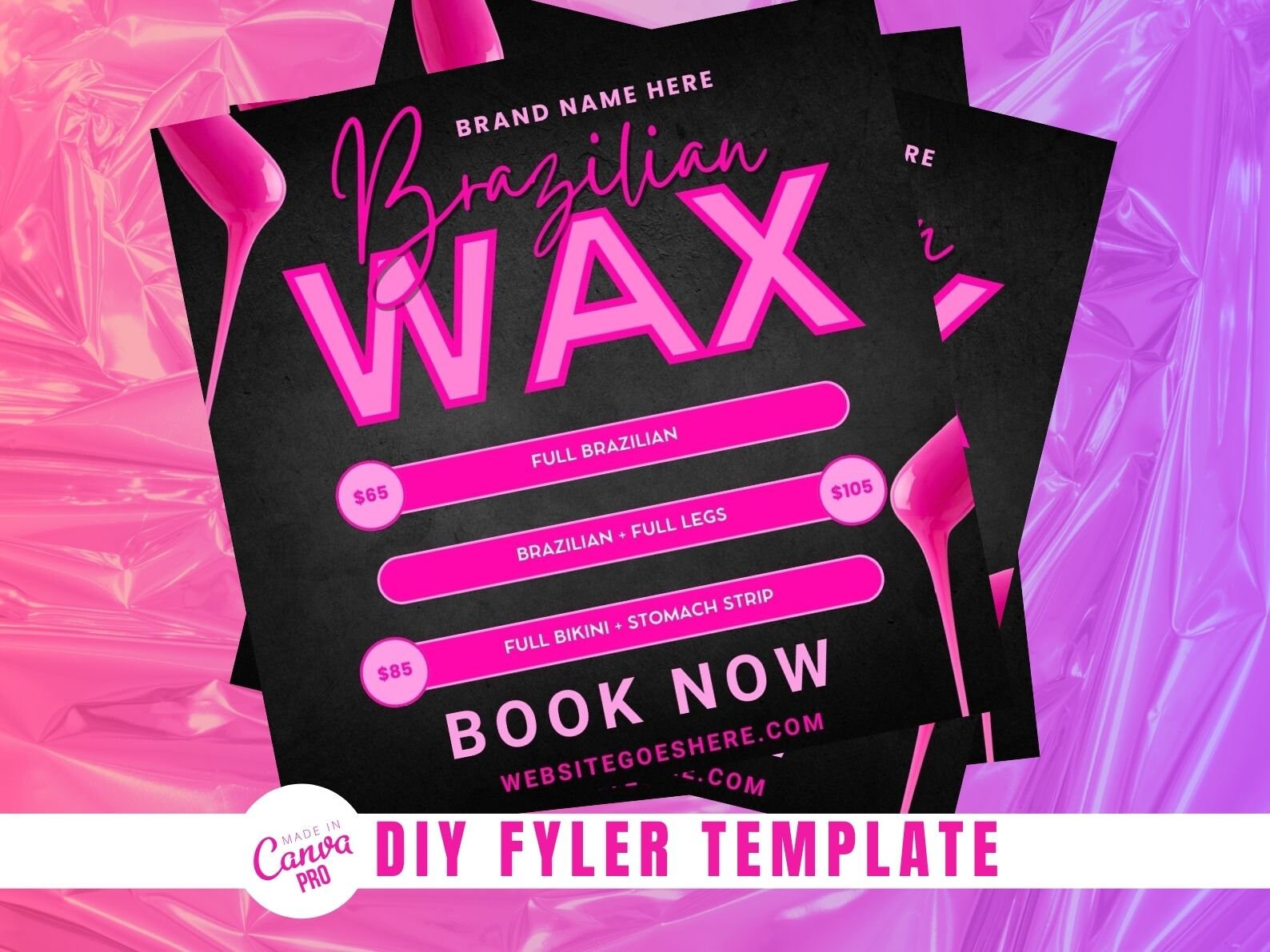 Brazilian Wax Flyer Template canva Wax Services Flyer Wax Special ...