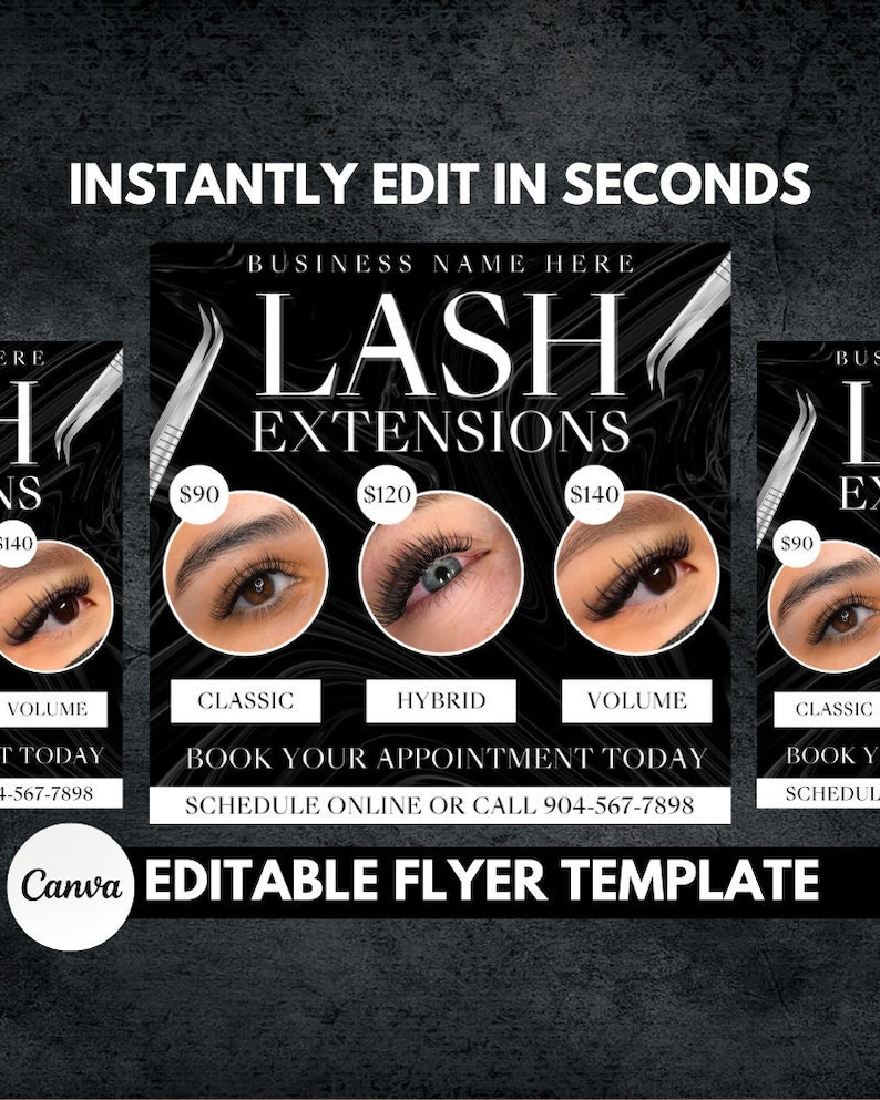 Lash Extensions Price List Lash Flyer Lash Booking Flyer Lash ...