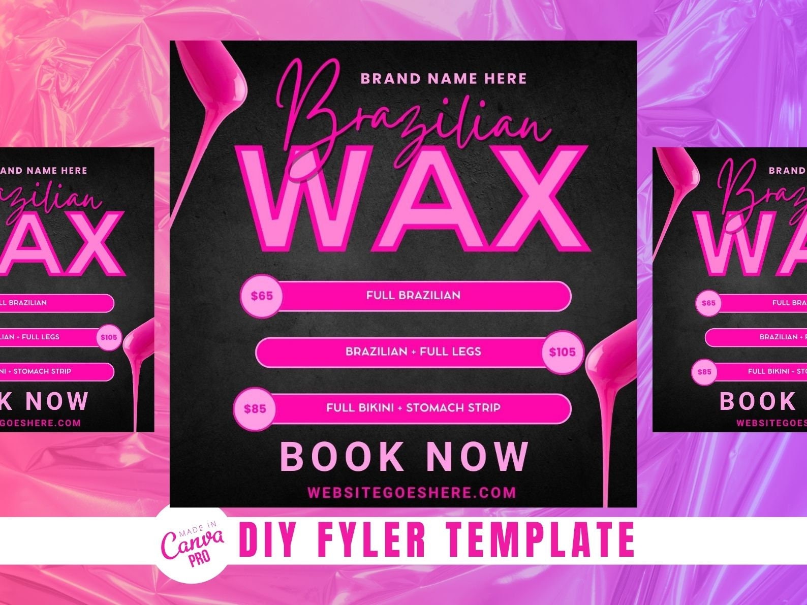 Brazilian Wax Flyer Template canva Wax Services Flyer Wax Special ...