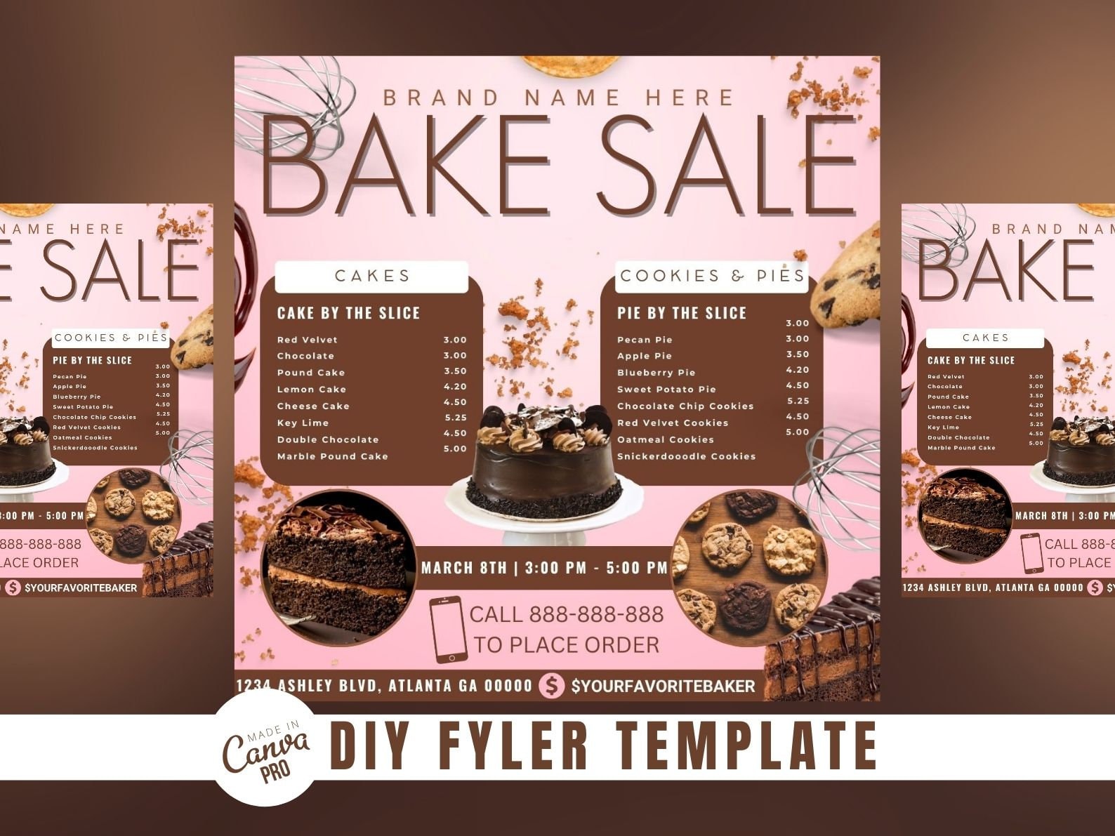 Bake Sale Flyer, Bakery Flyer, DIY Canva Flyer, Cake Business Social ...