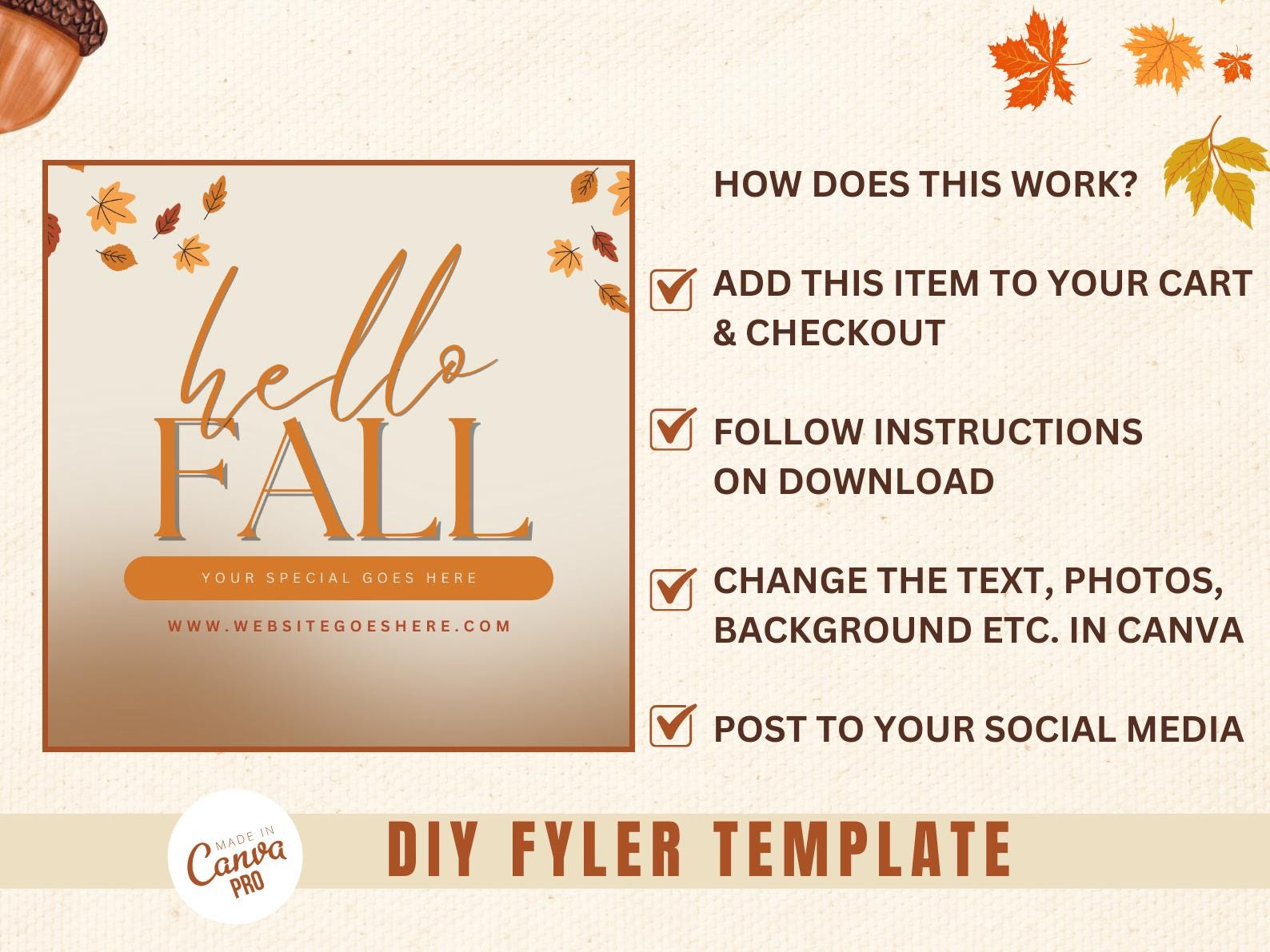 Editable Fall Flyer, Fall Special Canva Template, Fall Bookings Flyer ...