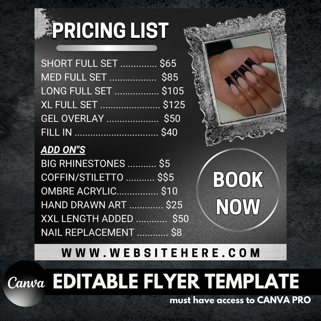 Nail Pricelist Instagram Graphic Flyer | Nail Sale Flyer | Nail Salon ...