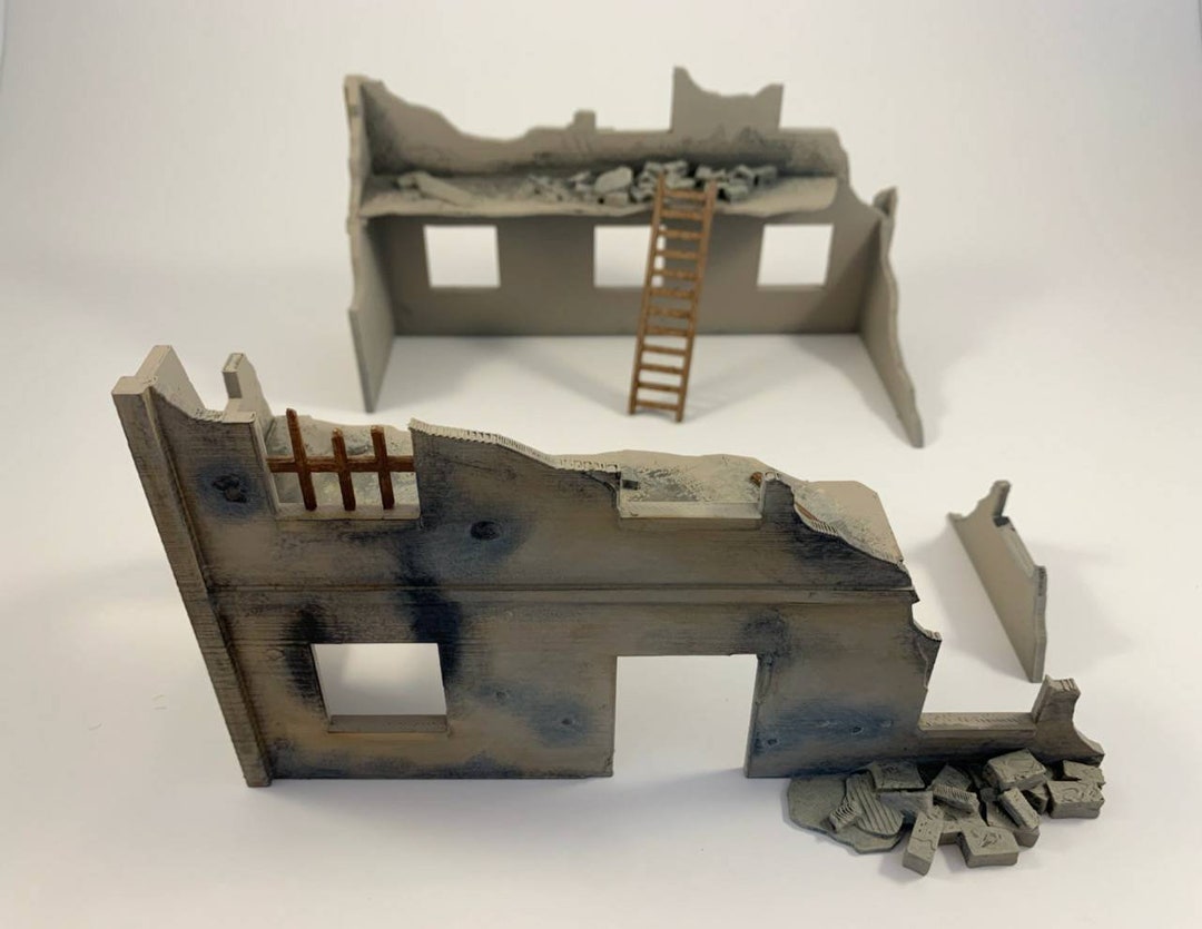 Bolt Action WW2 Destroyed Building 1 28mm Tabletop Gaming Terrain 3d ...