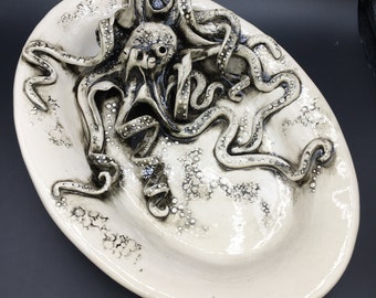 Nautical Ceramic Octopus Dinner Plate by Shayne Greco - Etsy
