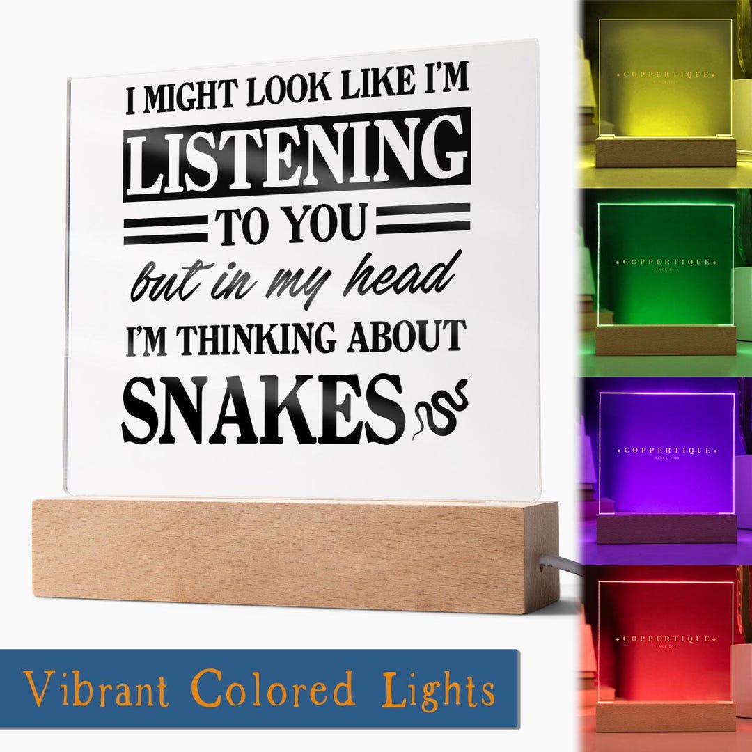 Funny Gift for Lover of Snakes Acrylic Plaque With LED Night Light ...