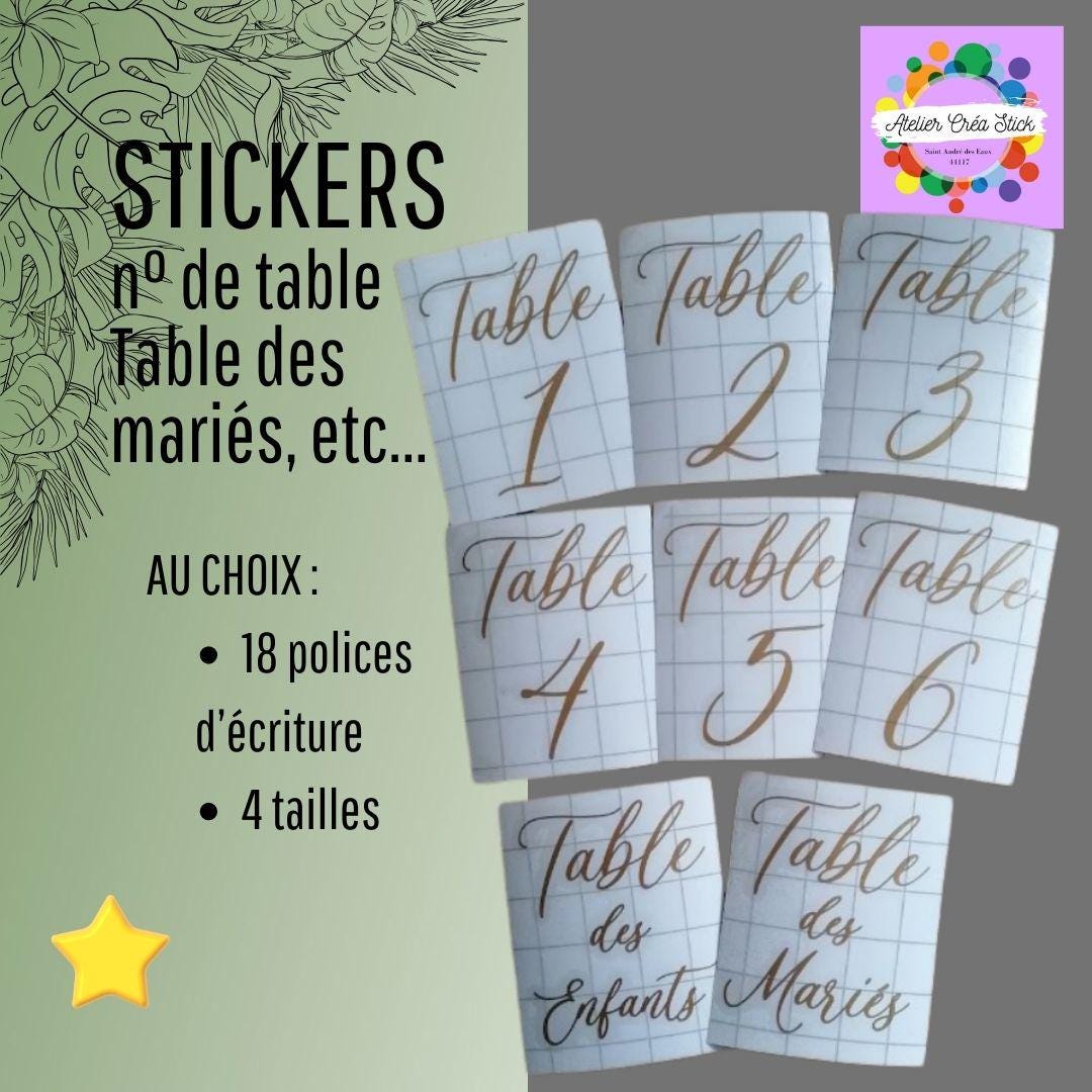 Table Number Sticker for Weddings, Baptisms, Birthdays, Engagements ...