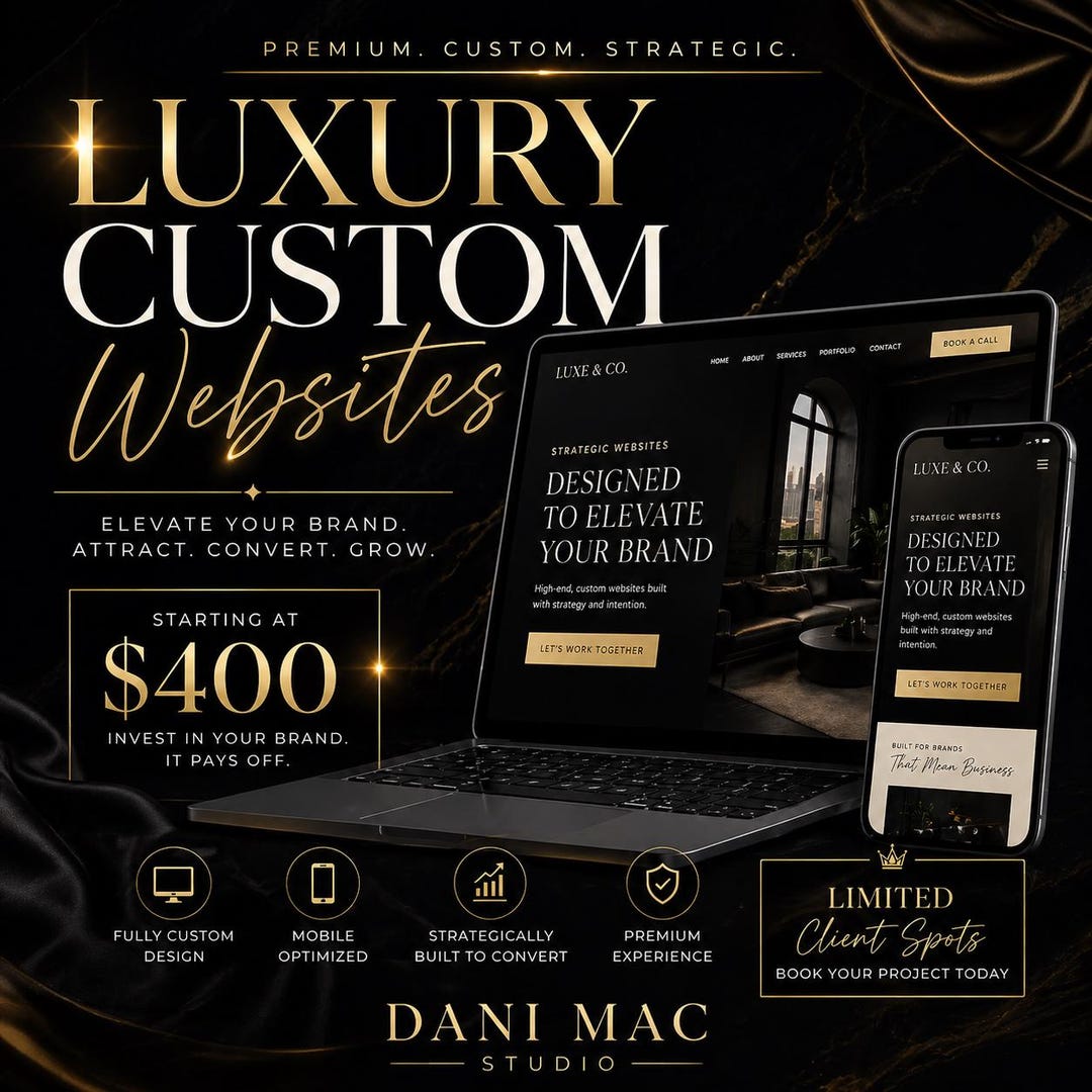 Luxury Custom Website Design | Business Branding, HTML Build - Etsy