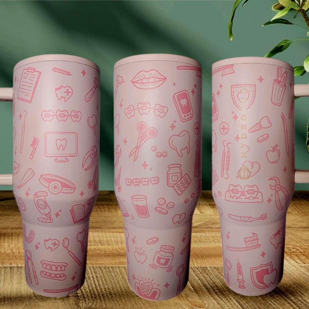 32oz 40oz Bubble Gum Pink Hydrojug Custom-printed Dental Hygienist ...