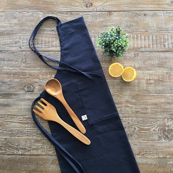 Navy Blue Apron - Etsy