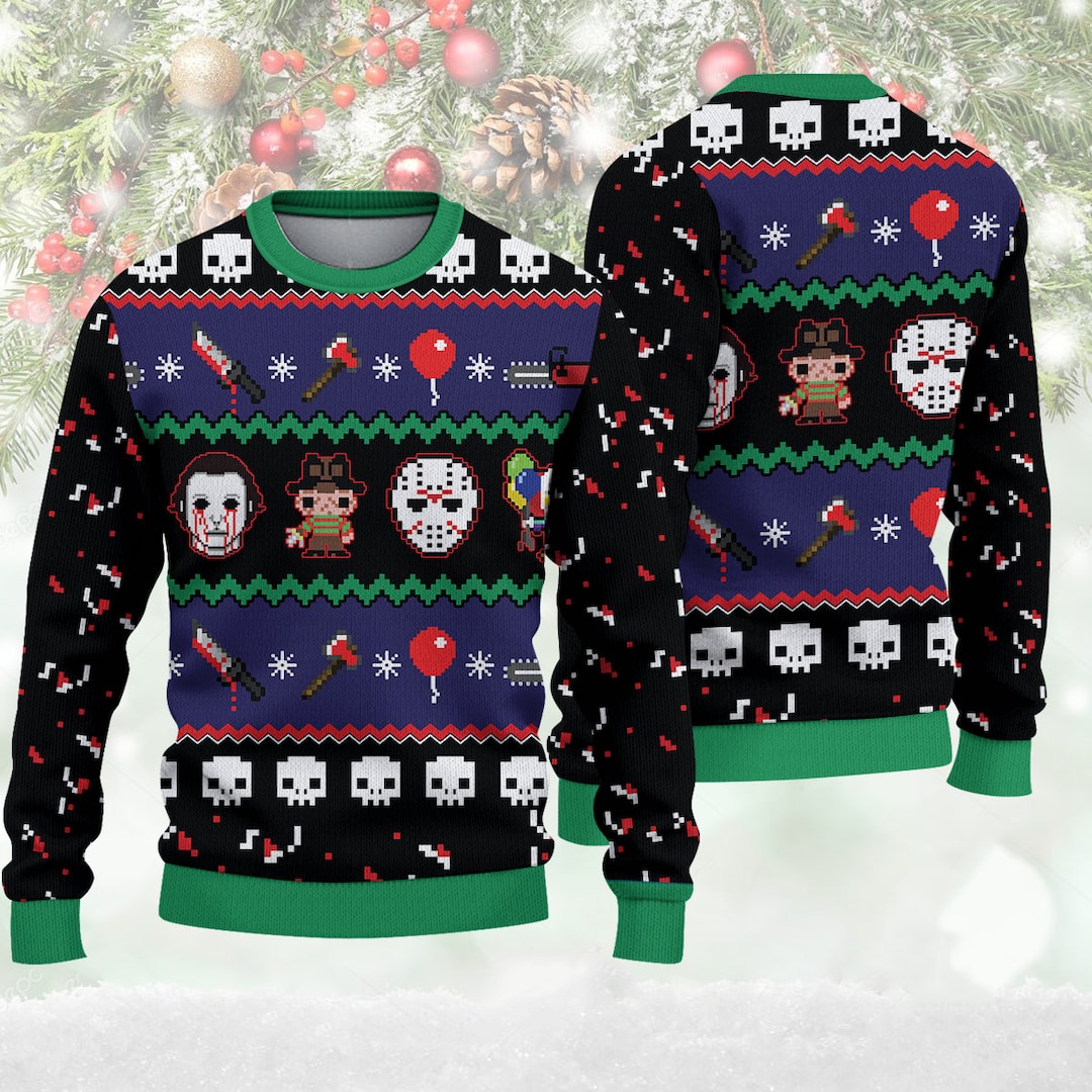 Horror Movie Characters Ugly Christmas Sweater Halloween - Etsy