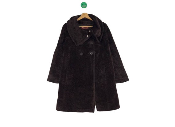 NICE! Max Mara Studio Wool Coat Button Design Dark Br… - Gem