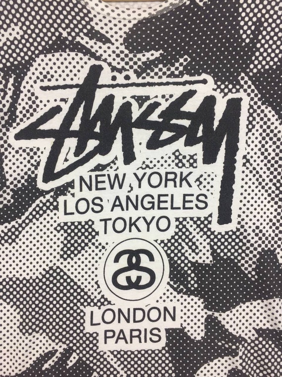 RARE! Stussy Tshirt Fullprint And Biglogo Design - Gem