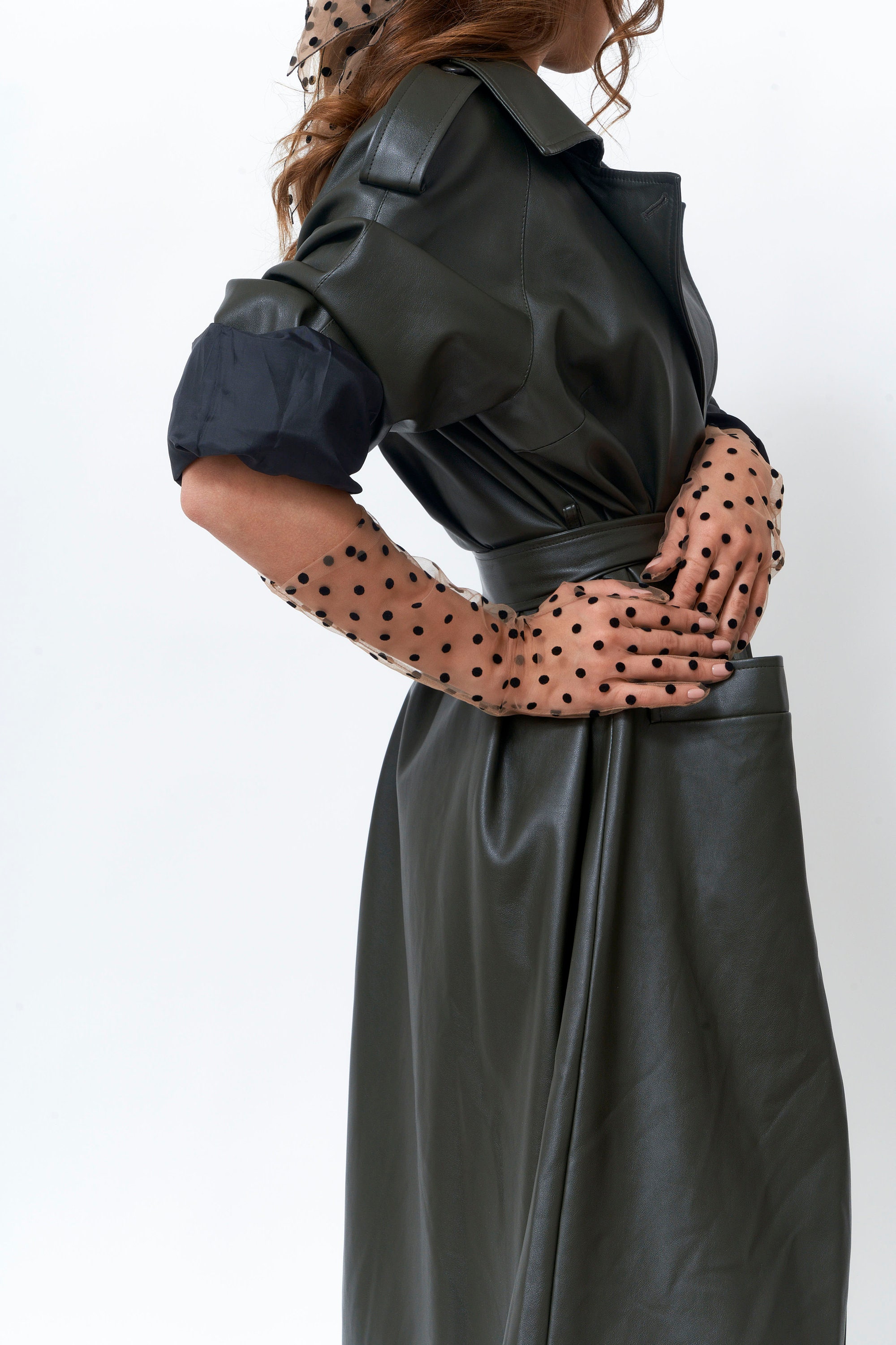 Long Mesh Gloves, Wedding Gloves, Polka Dot Gloves, Lace Gloves, Blue ...