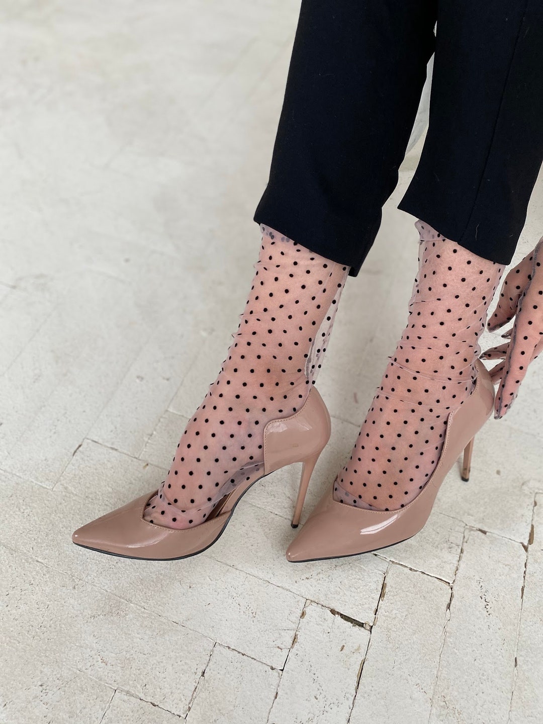 Tulle Mesh Socks, Polka Dot Tulle Socks, Lace Socks for Women, Sheer ...