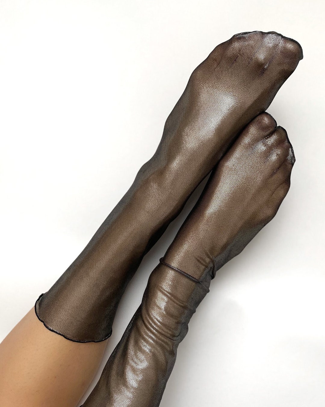 Metallic Lurex Tulle Socks, Lurex Thread Socks, Shiny Tulle Sheer Sock ...