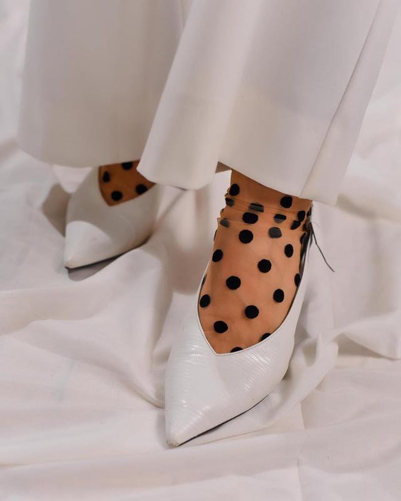 Tulle Polka Dot Socks, Sheer Nylon Socks, Mesh Socks With Big Dots ...