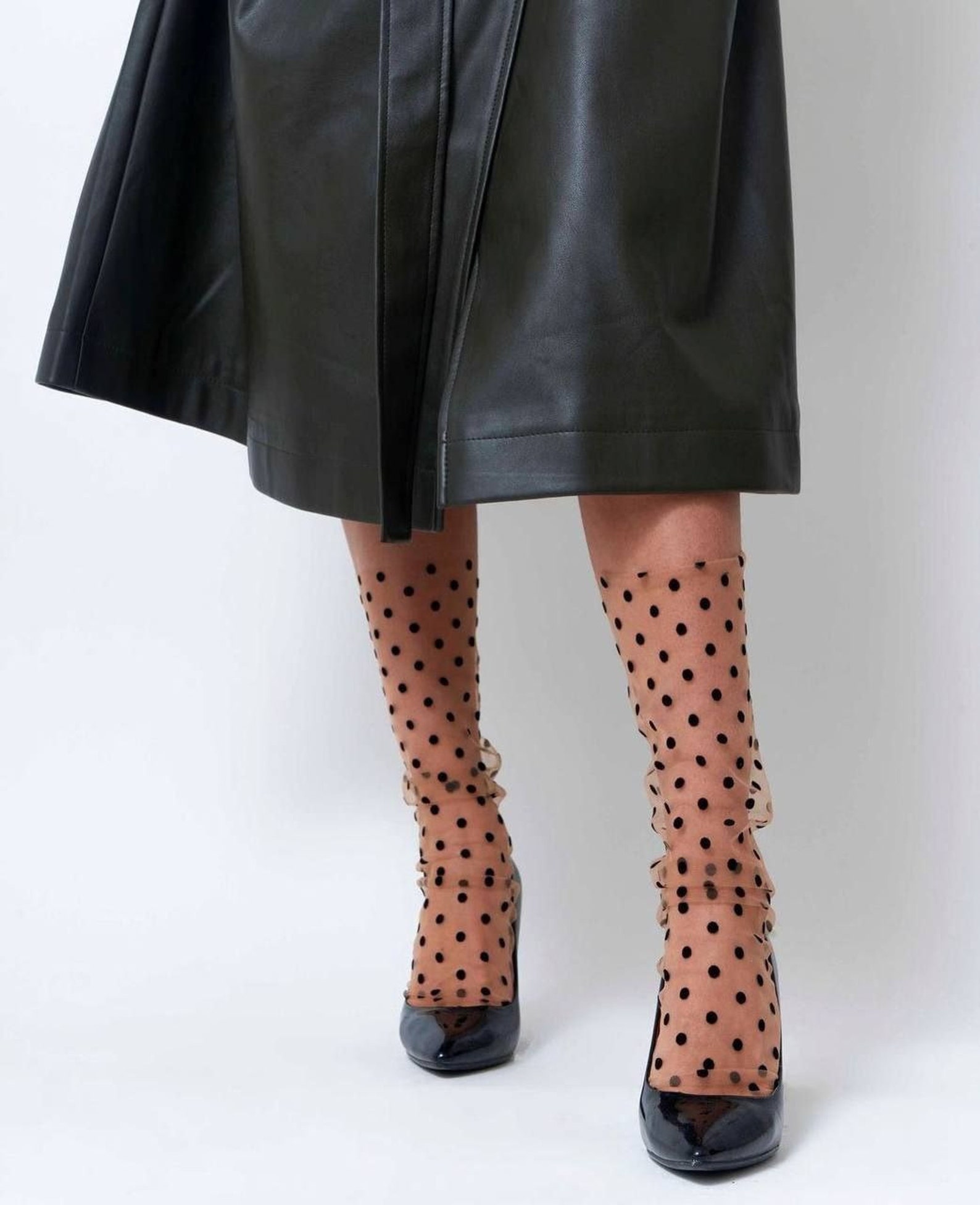 Blue Polka Dot Tulle Socks Sheer Socks Hosiery White Mesh Lace Socks ...