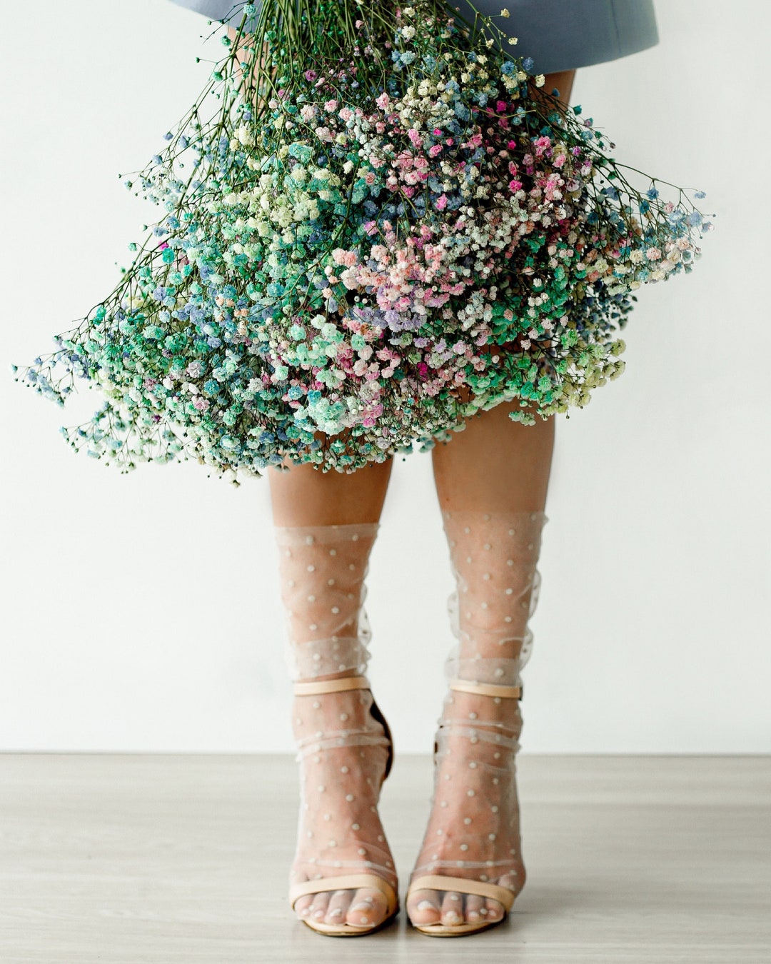 Ivory Polka Dot Tulle Socks, Sheer Tulle Socks, White Mesh Socks, Lace ...