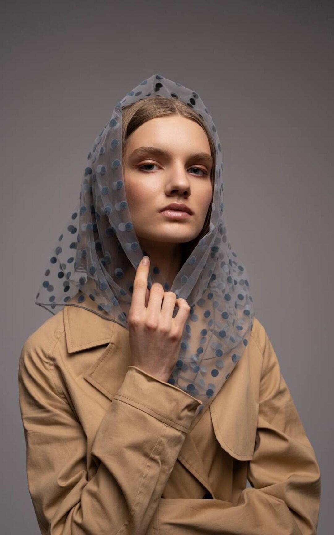 Long Polka Dot Head Scarf for Women, Tulle Hair Scarf, Large Bandana ...