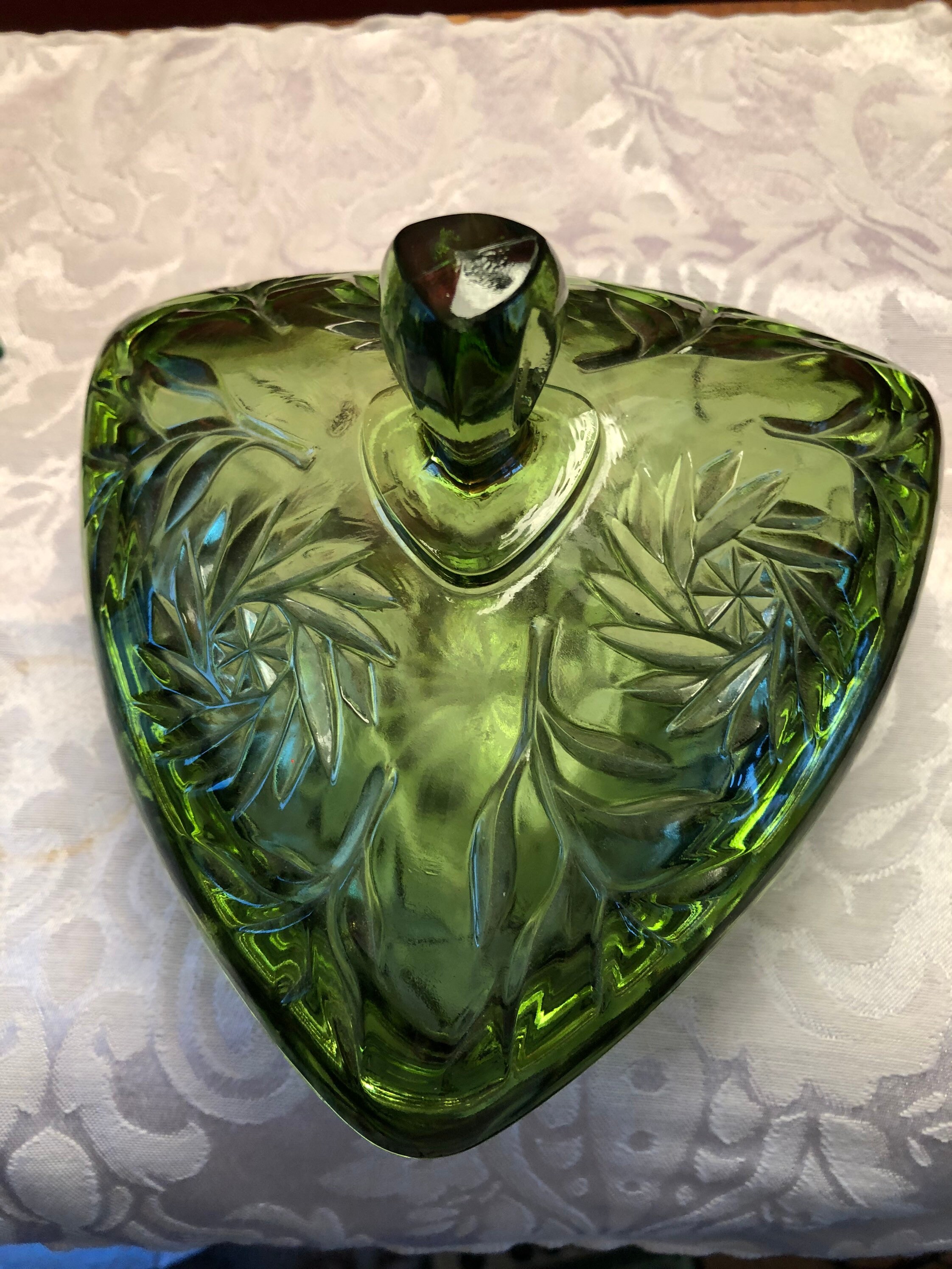Green Candy Dish Triangle MCM Atlas Glass Pinwheel Collectibles Art ...