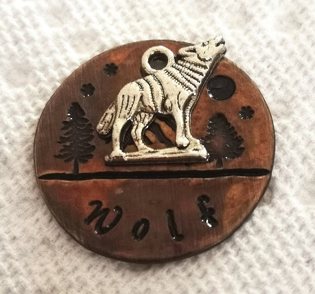 Wolf Dog Tag: Personalized Copper Pet ID Tag - Etsy