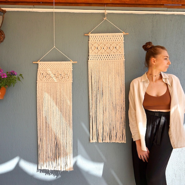 Long Skinny Macrame Wall Art - Etsy