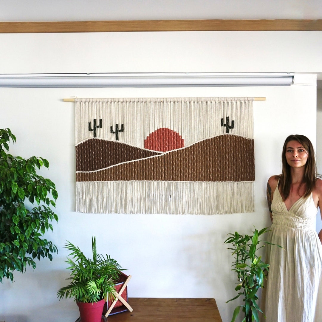 XL Macrame Wall Hanging, Landscape Hand Woven Tapestry, Boho ...
