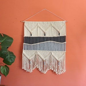 Ocean Macrame Wall Hanging, Modern Wave Fiber Art, Hand Woven Tapestry ...