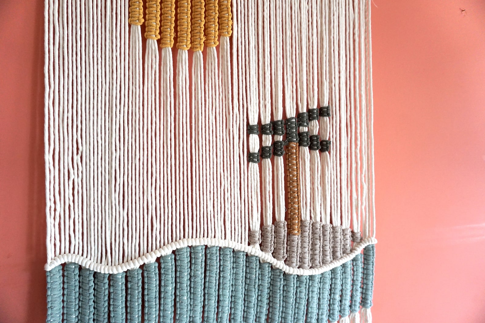 Beachy Macrame Wall Hanging, Tropical Landscape Hand Woven Tapestry ...