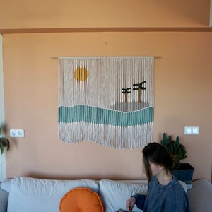 XL Beachy Macrame Wall Hanging, Large Weaving Wall Hanging, Coastal ...