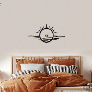SUNSET CLOCK - Metal Wall Clock, Unique Sun Clock, Living Room Decor ...