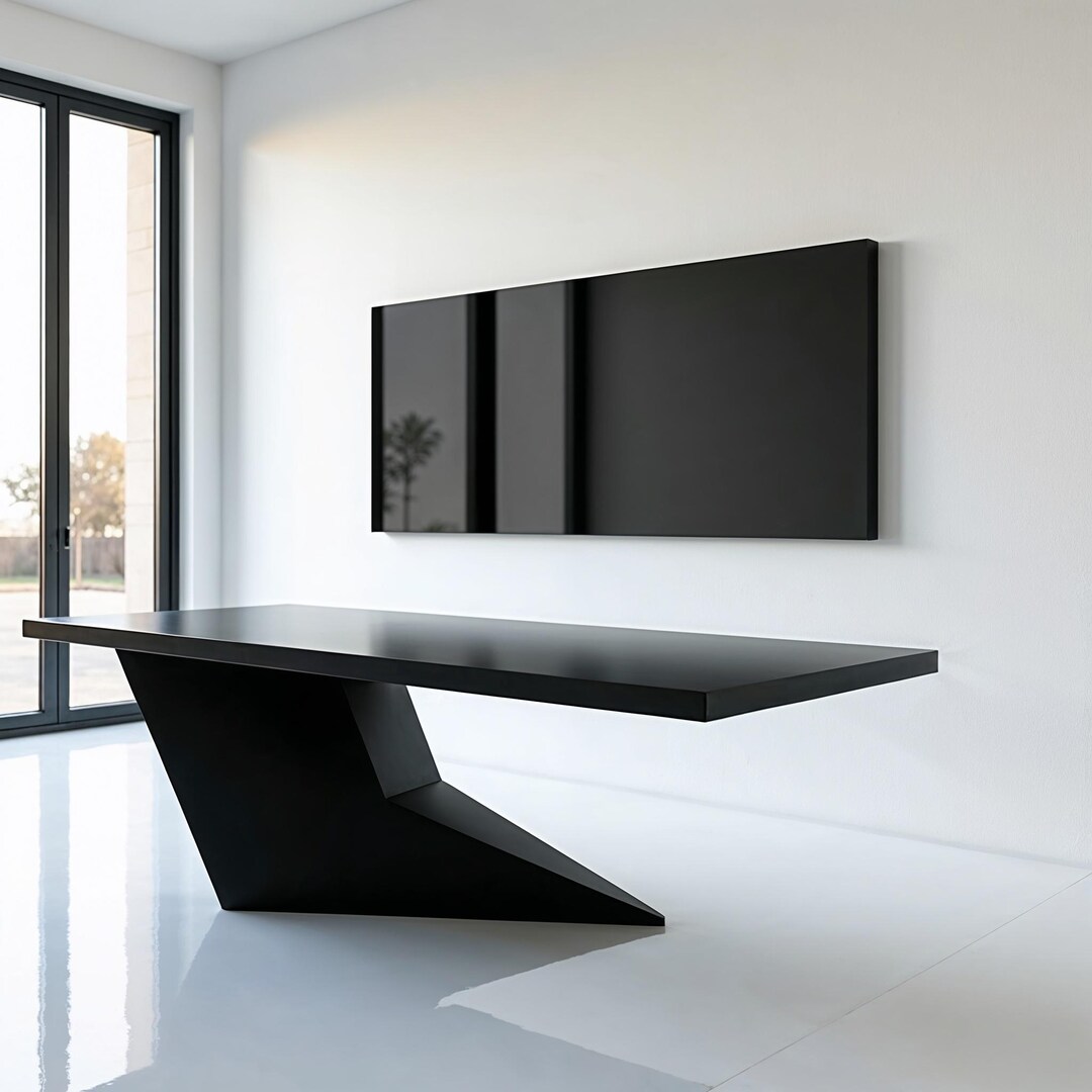 Futuristic Metal Table | Geometric Black Design | Dining Table ...