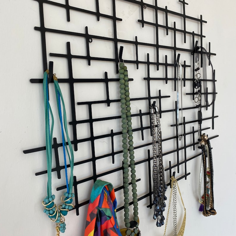 Squares Metal Hooks and Necklace Organizer Coat Hanger - Etsy