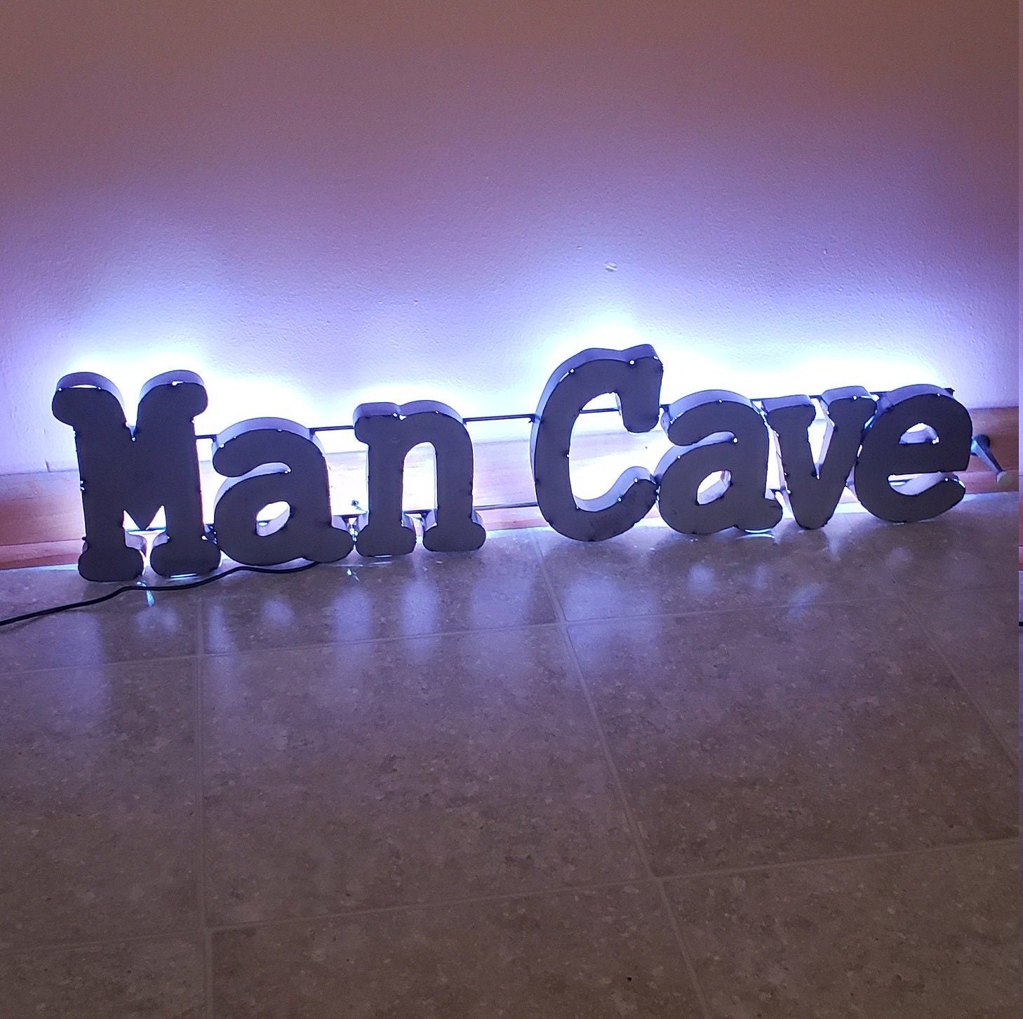 Man Cave Garage Basement LED Metal Art Sign / Light up Metal - Etsy