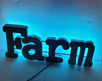 Metal Farm Sign Led Light - Etsy