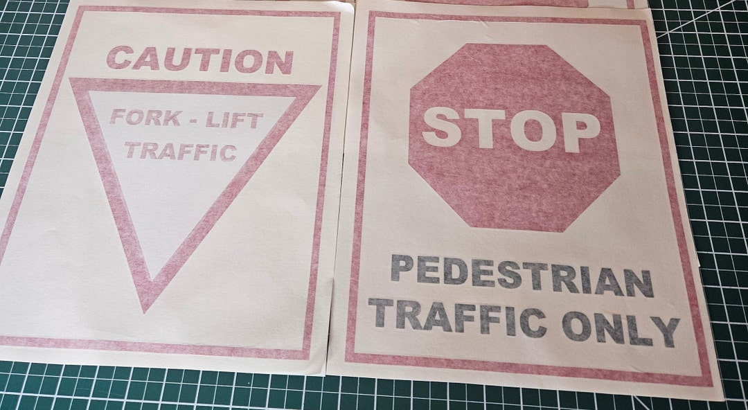Lot of 2 Fork-lift Traffic / Pedestrian Traffic Decal Sign Industrial ...